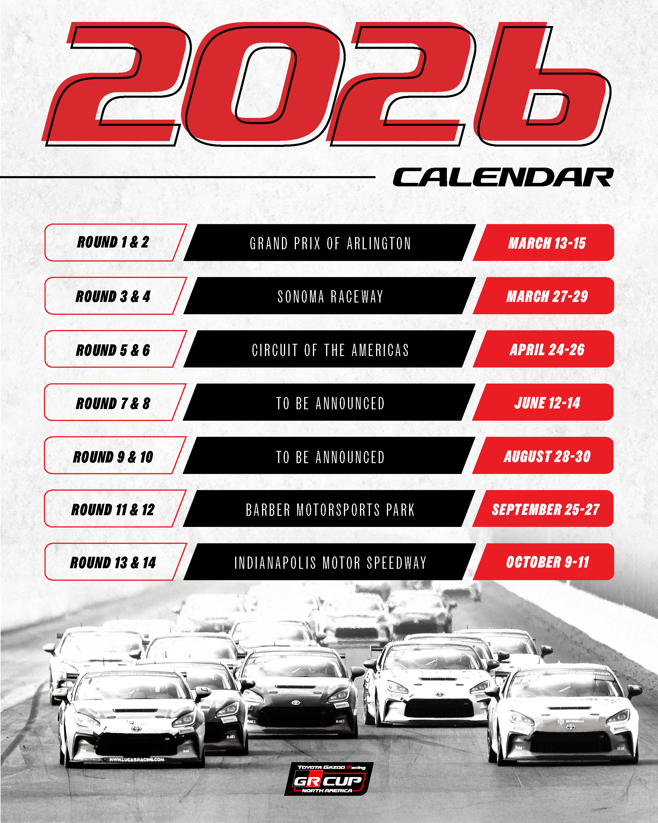Toyota GAZOO Racing North America announces 2026 GR Cup Series Schedule ...